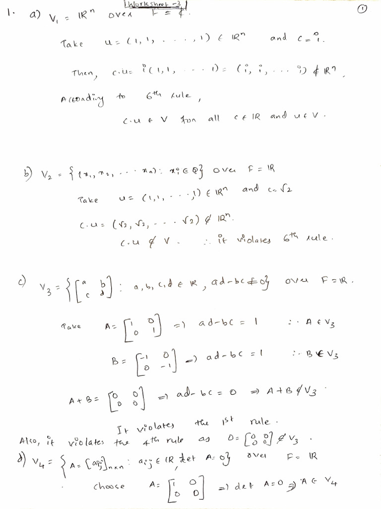 Linear Algebra Subspace Dimensions | PDF