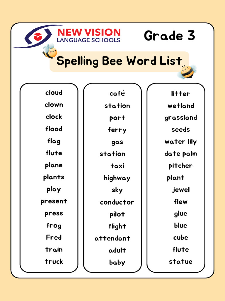 Grade 3 - Spelling Bee Word List | PDF