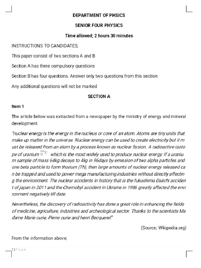 Senior Four Physics 1 - Phoenix | PDF
