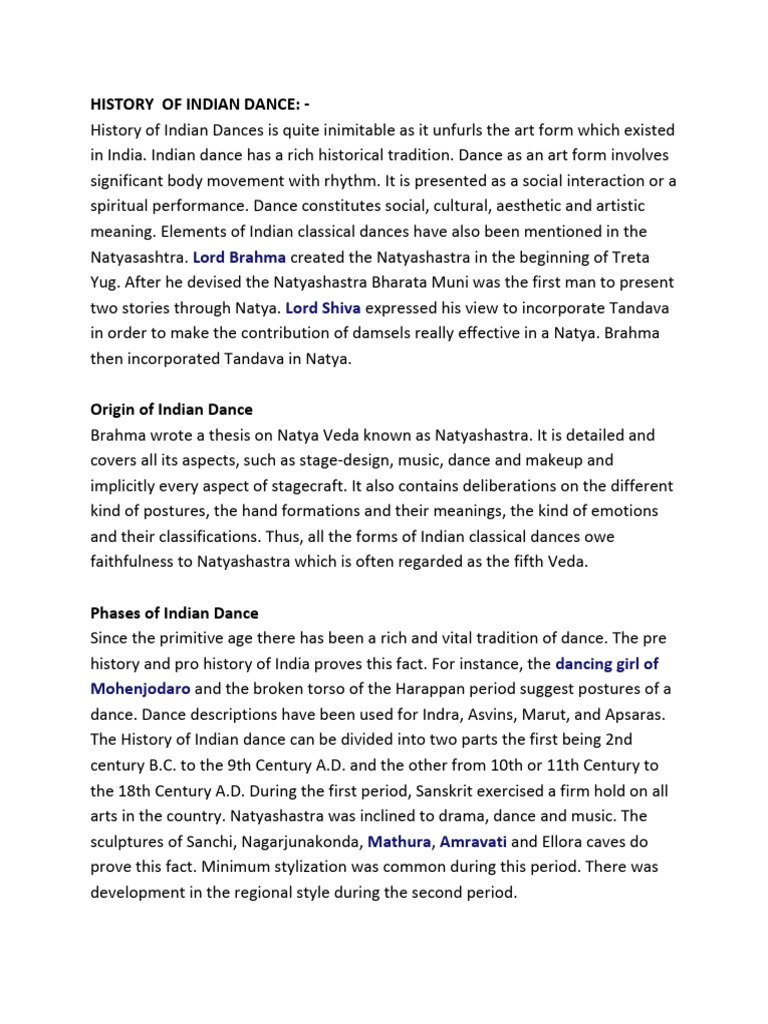 History of Indian Dances is Quite Inimitable as It Unfurls the Art Form ...