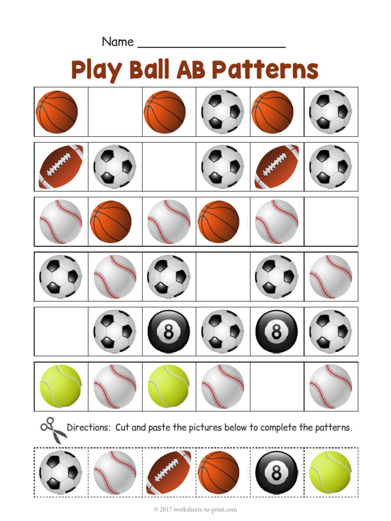 Balls AB Pattern Worksheet | PDF