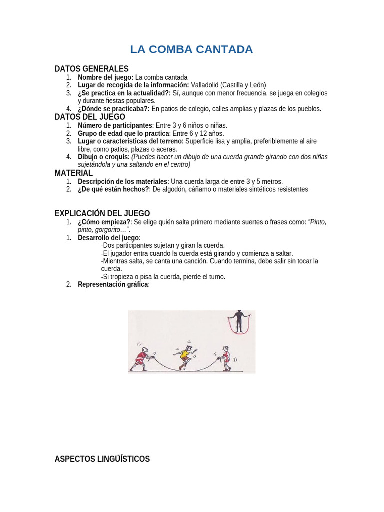 La Comba Cantada: Juego Tradicional | PDF