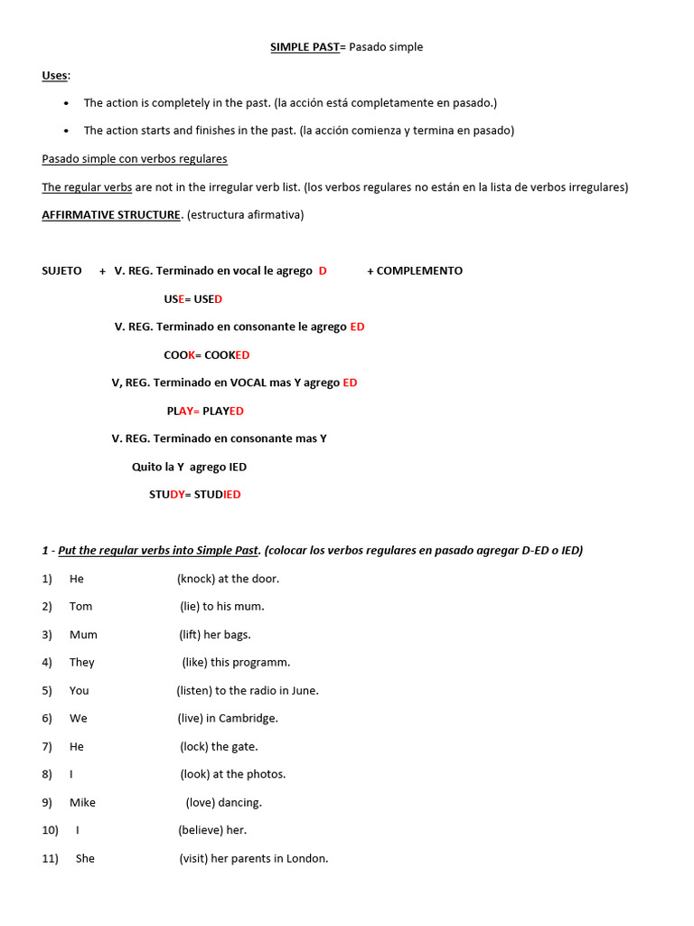 Pasado Simple Teoria | PDF | Semantics | Semantic Units