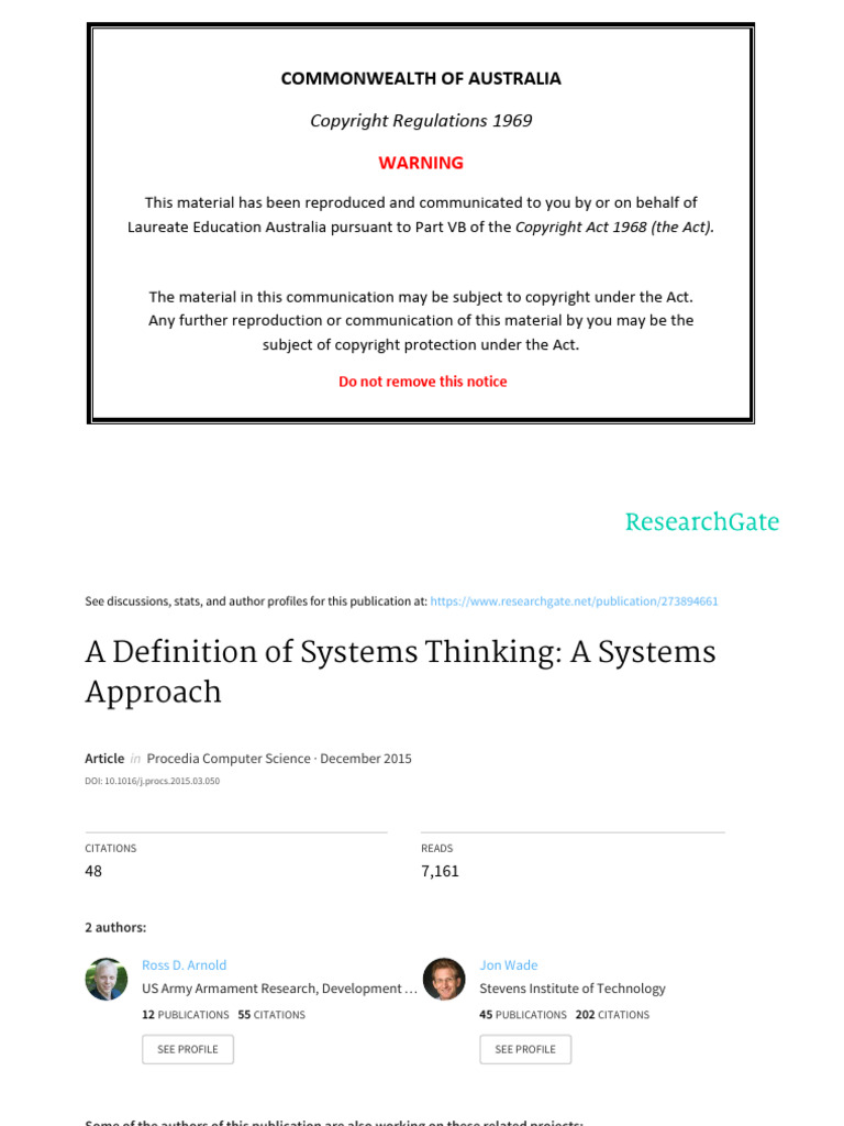 Definition System Thinking Approach | PDF | System | Thought