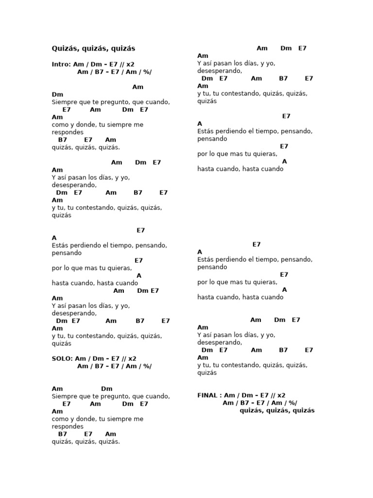 Letra de "Quizás, quizás, quizás" | PDF