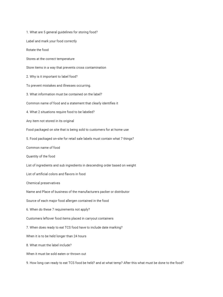 Chapter 7 ServSafe - The Flow of Food - Storage | PDF | Vegetables ...