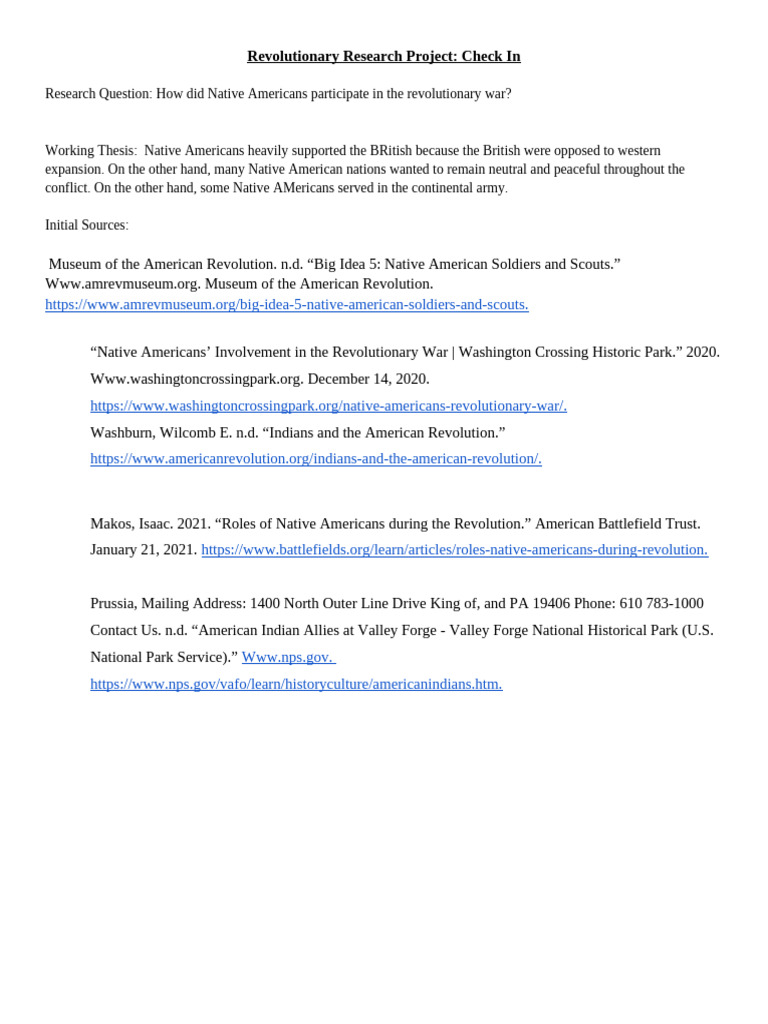 Revolutionary Research Check in | PDF