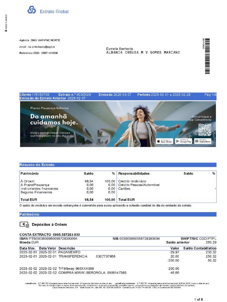 Extrato global February | PDF | Business | Setor privado