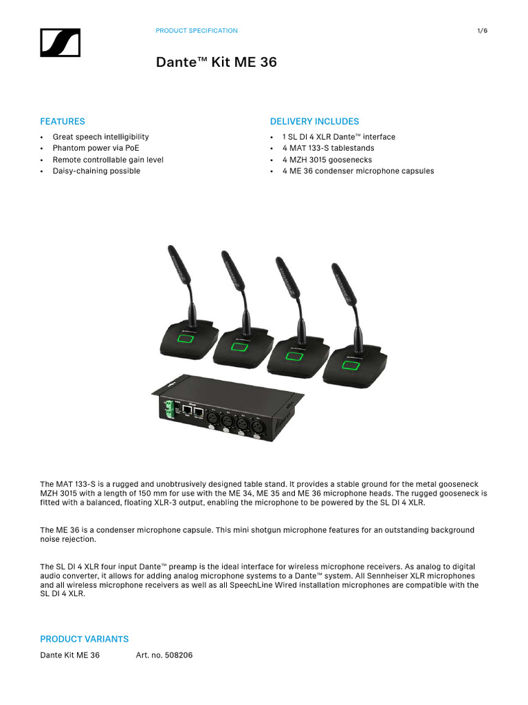 SP_1111_v1.0_Dante_Kit_ME_36_EN | PDF | Microphone | Audio Engineering