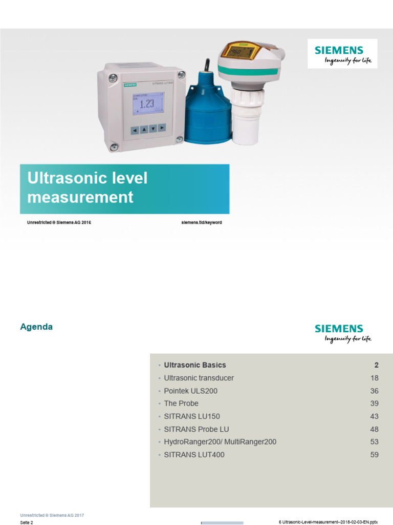 Ultrasonic Level Measurement Overview | PDF | Sound | Frequency