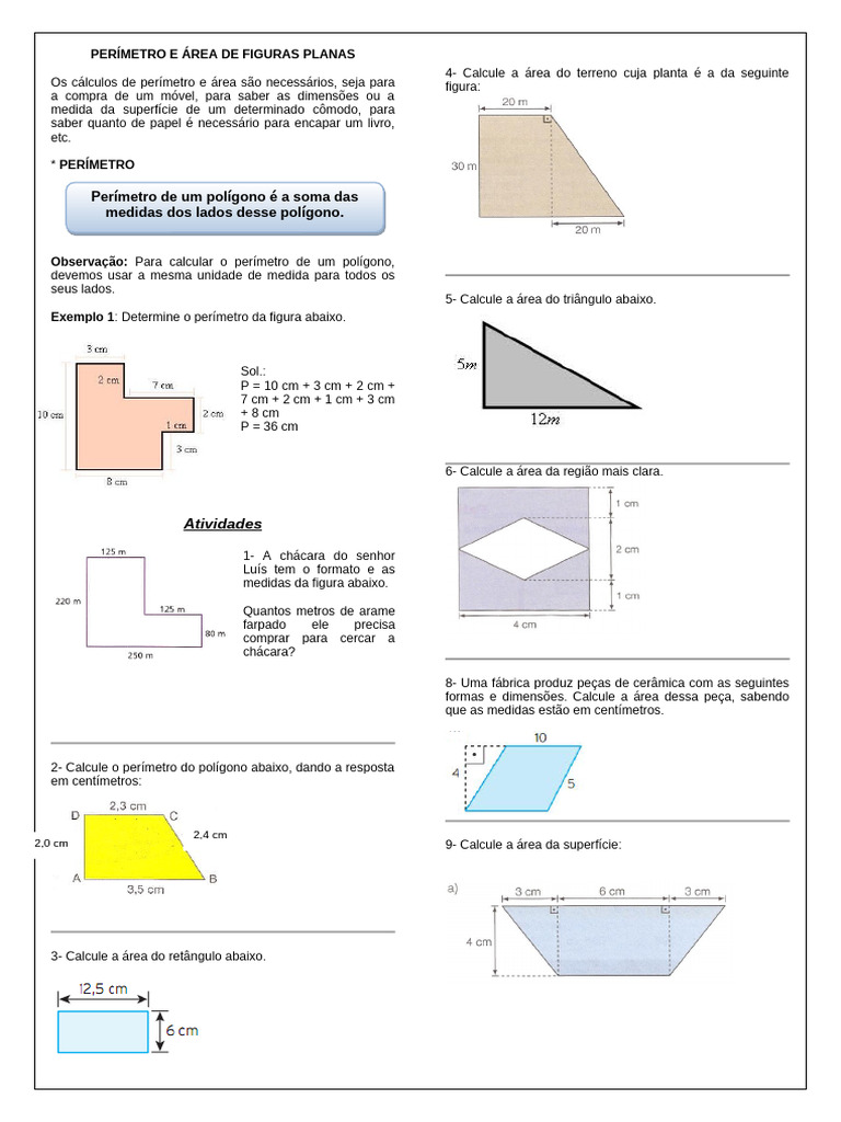 Perímetro e Área de Figuras Planas | PDF