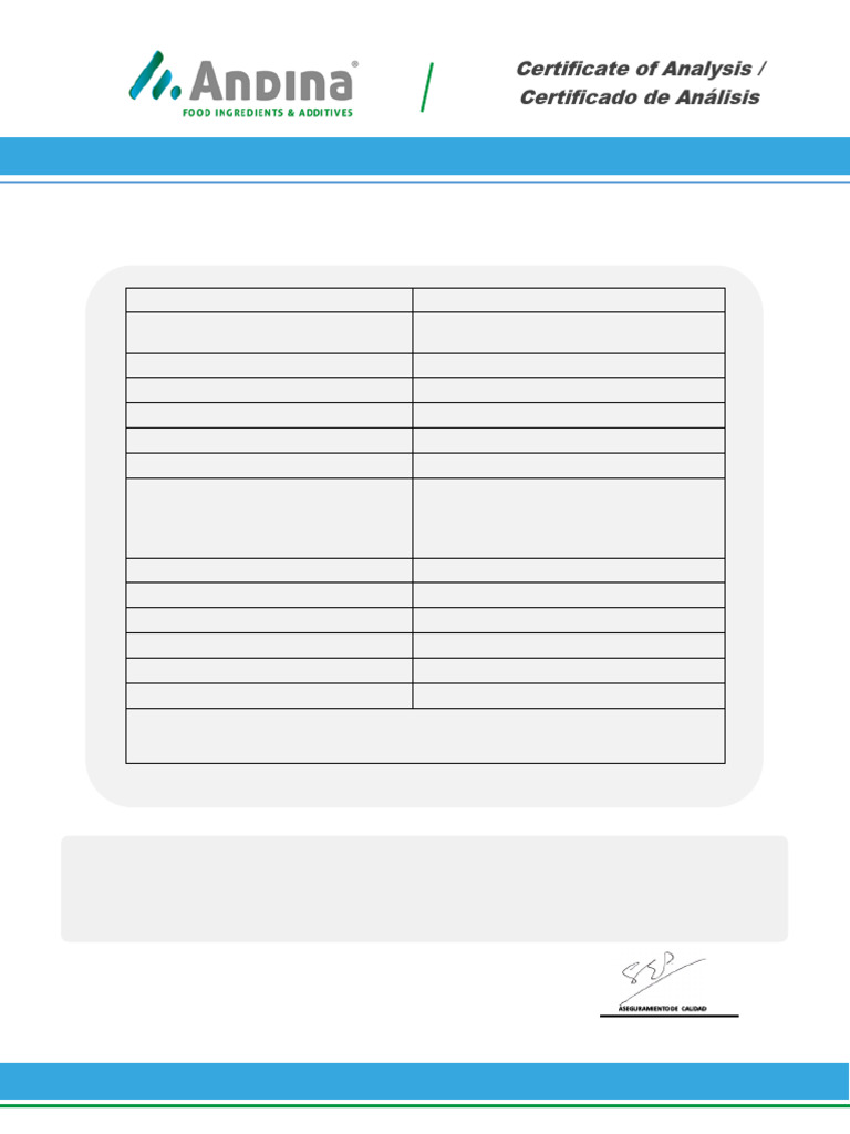 Color Brillant Blue FCF - Lot PBB-2094 - Andina | PDF
