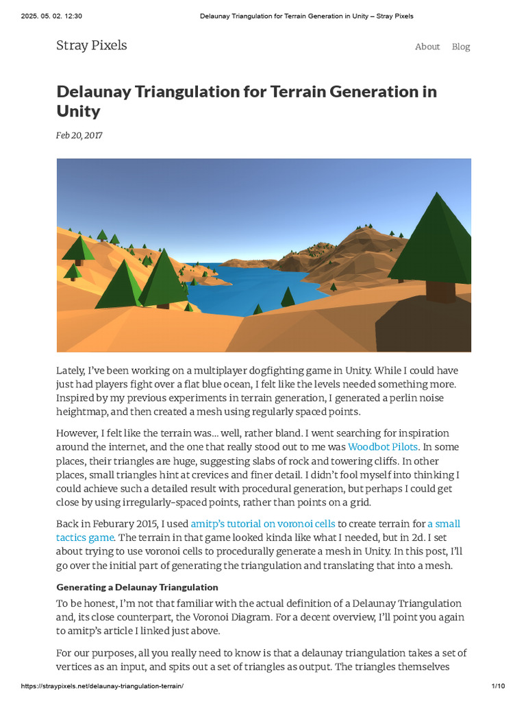 Delaunay Triangulation For Terrain Generation in Unity - Stray Pixels | PDF