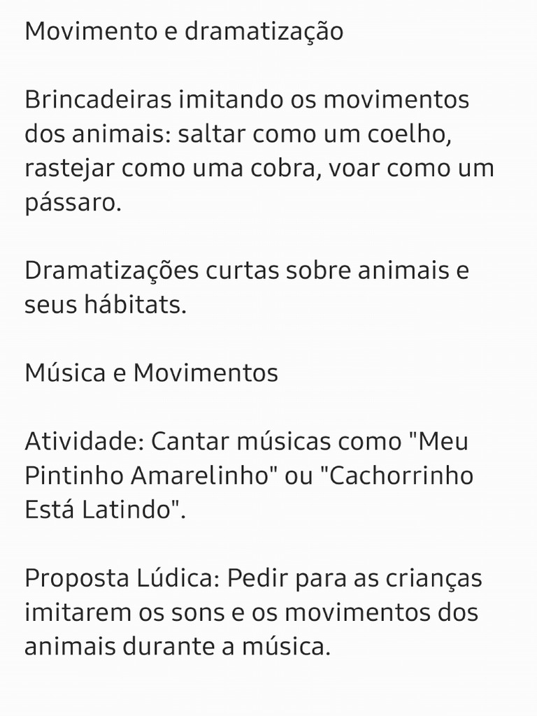 Movimento e Dramatização | PDF