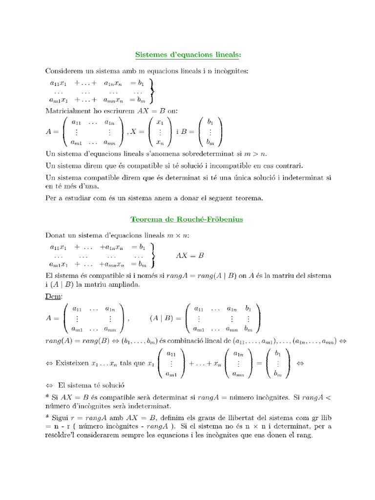 Sistemes Dequacions Lineals | PDF