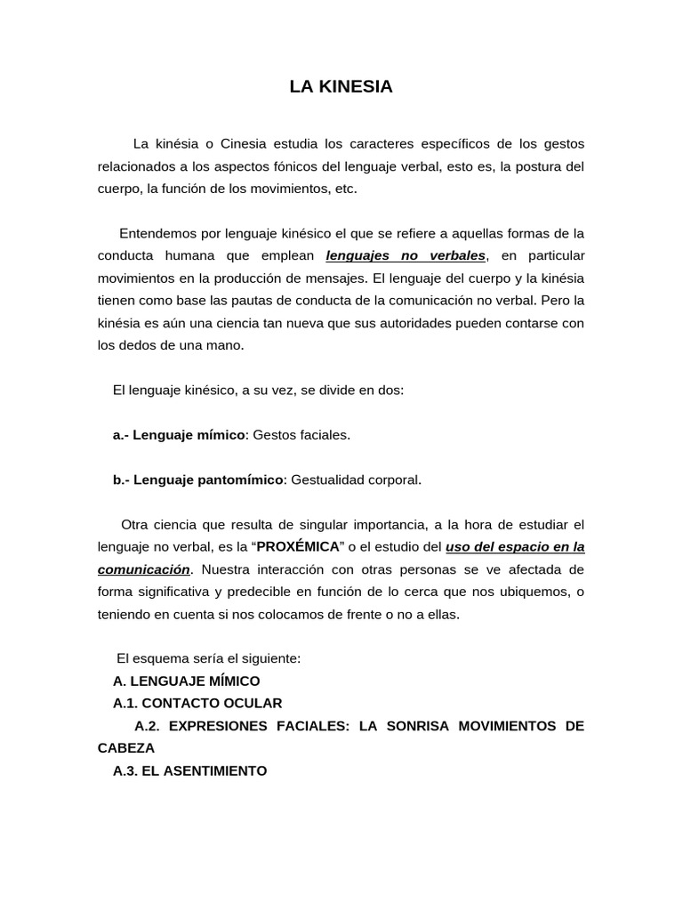 Clase de Kinesia | PDF | Argumento | Comunicación no verbal