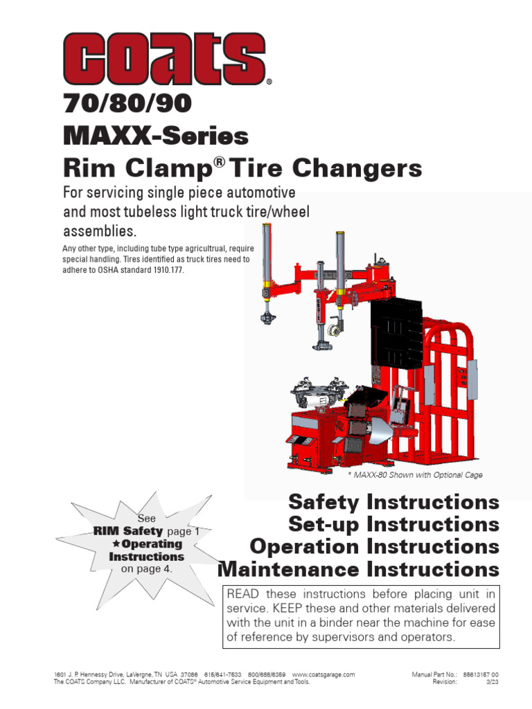 MAXX-Series Tire Changer Manual | PDF | Tire | Vehicle Technology