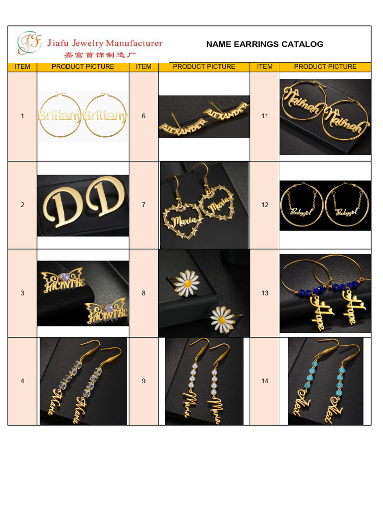 Name Earring Catalog From JiaFu Factory 2025 (2025-03-22 07 - 01 - 11 ...