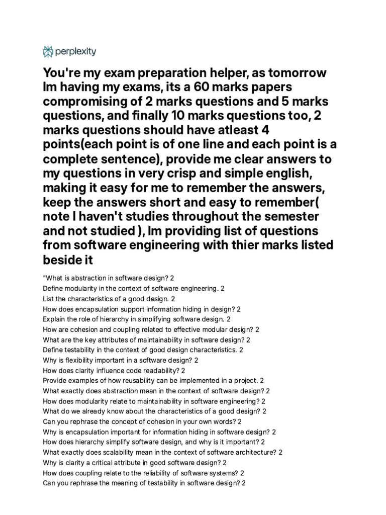 You're My Exam Preparation Helper, As Tomorrow Im | PDF | Abstraction ...