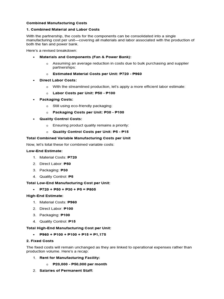 Cost Structure | PDF