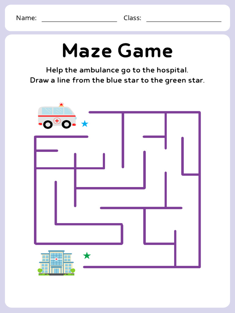 Maze Game Worksheet in Colorful Cute Illustrative Style | PDF