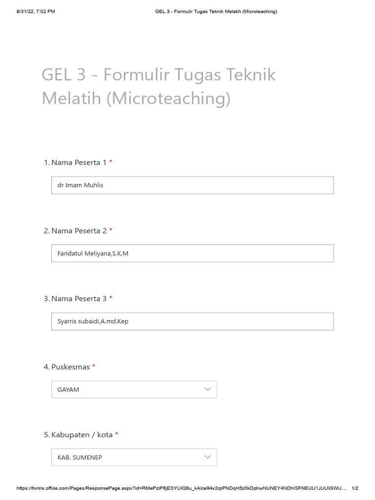 GEL 3 - Formulir Tugas Teknik Melatih (Microteaching) | PDF