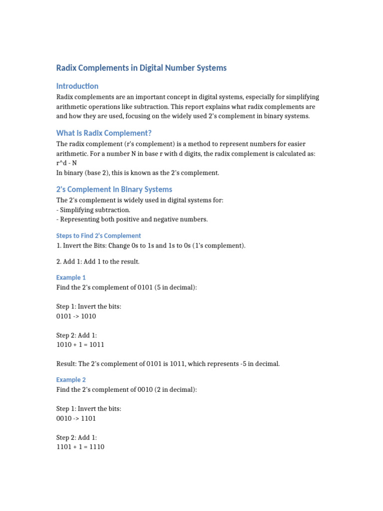 Radix - Complements 1 | PDF