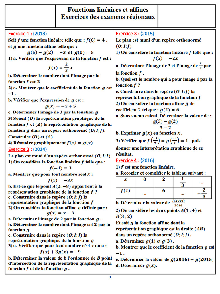 Math Fonction Linéaire | PDF