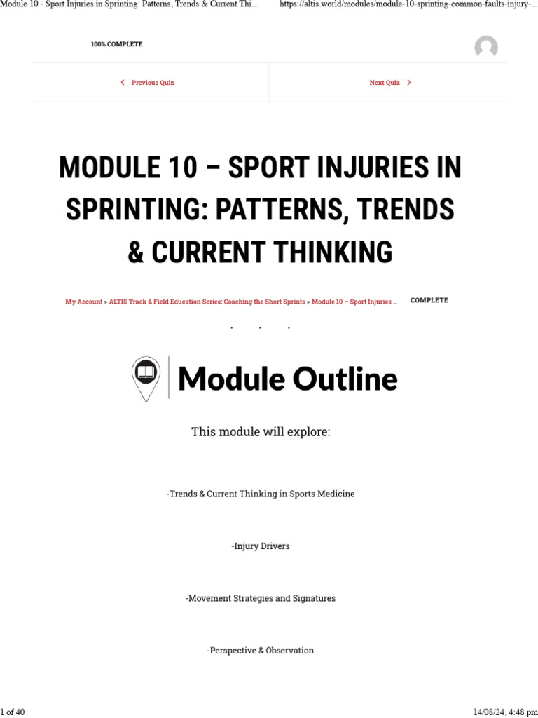 Module 10 - Sport Injuries in Sprinting - Patterns, Trends & Current ...
