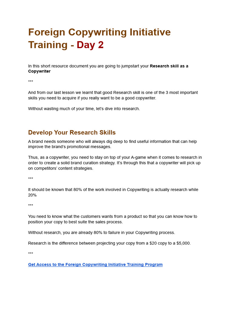 Enhance Copywriting with Research Skills | PDF