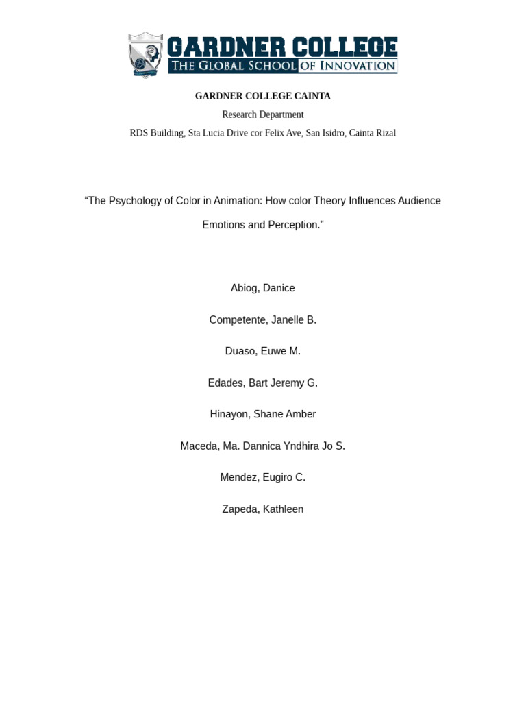 The Psychology of Color in Animation | PDF | Emotions | Psychology