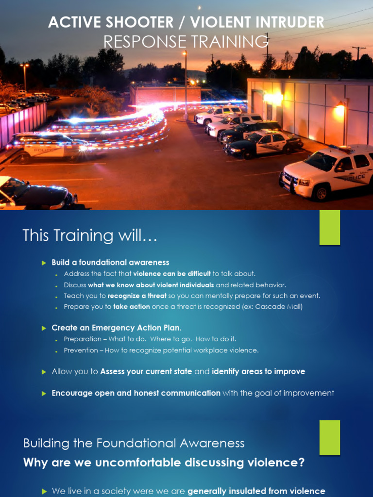 Active Shooter Response Training Guide | PDF | Violence | Mental Disorder