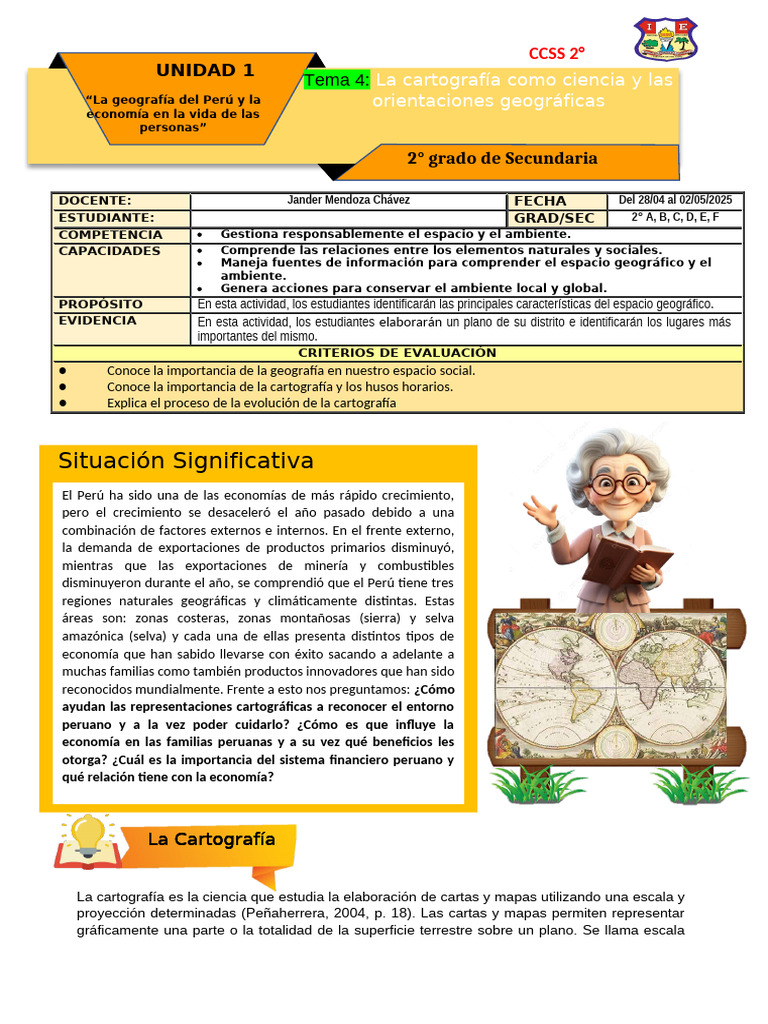 Actividad 4-Unidad 1-CCSS 2°-2025 | PDF | Mapa | Hora