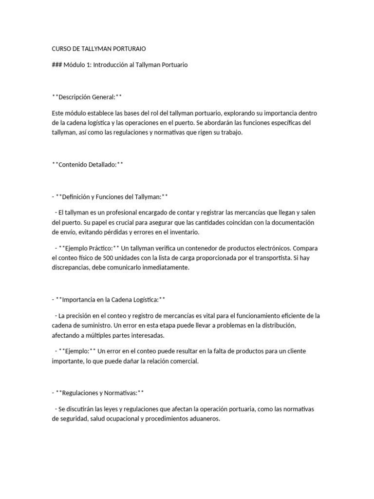 Curso de Tallyman Portuario | PDF | Logística | Al por menor
