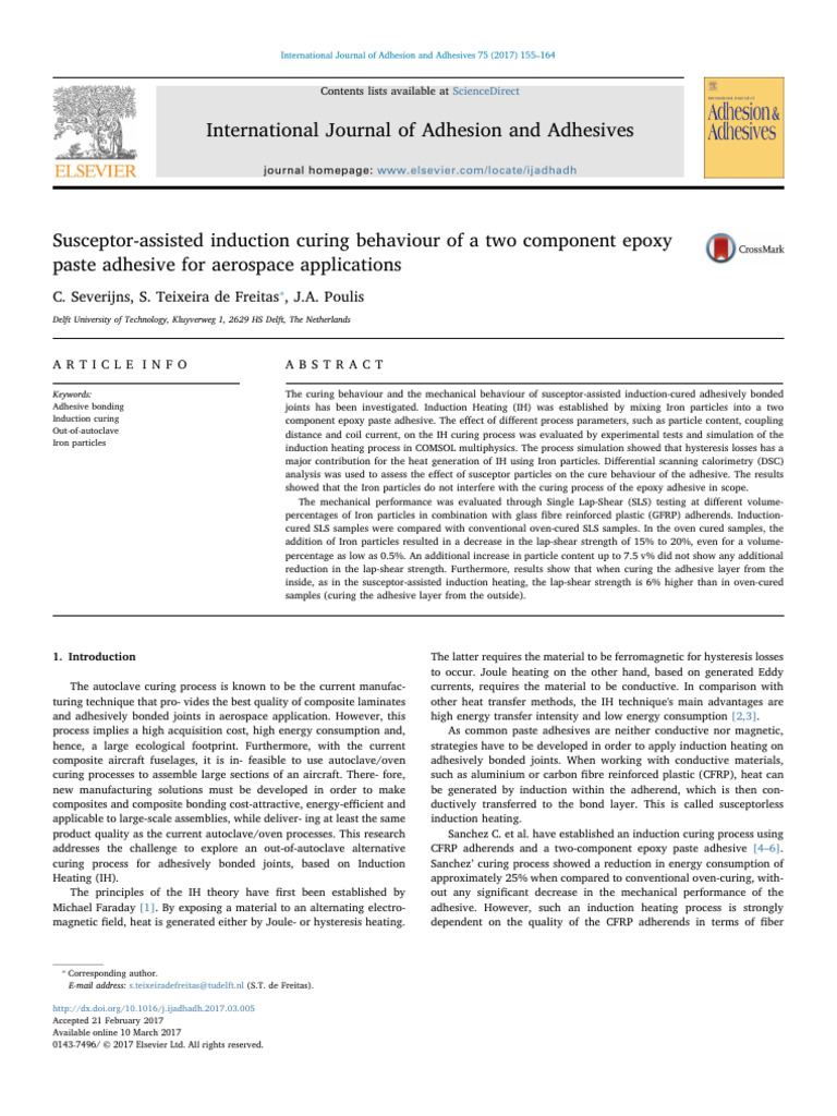 Susceptor-assisted induction curing behaviour of a two component epoxy ...