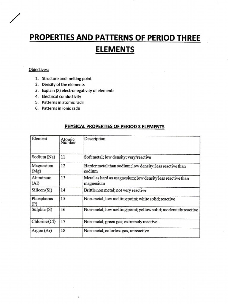 Period Three Properties | PDF