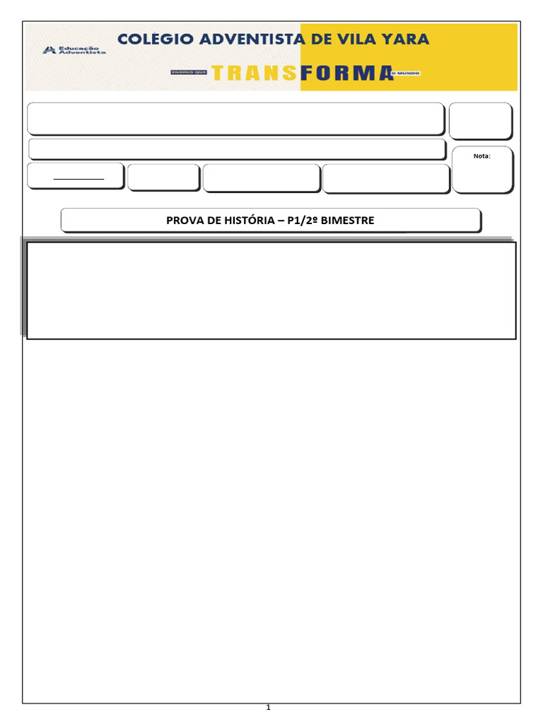 hist P1 2bi 2º ano | PDF | Dinheiro