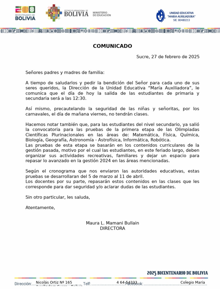 Comunicado 1 | PDF