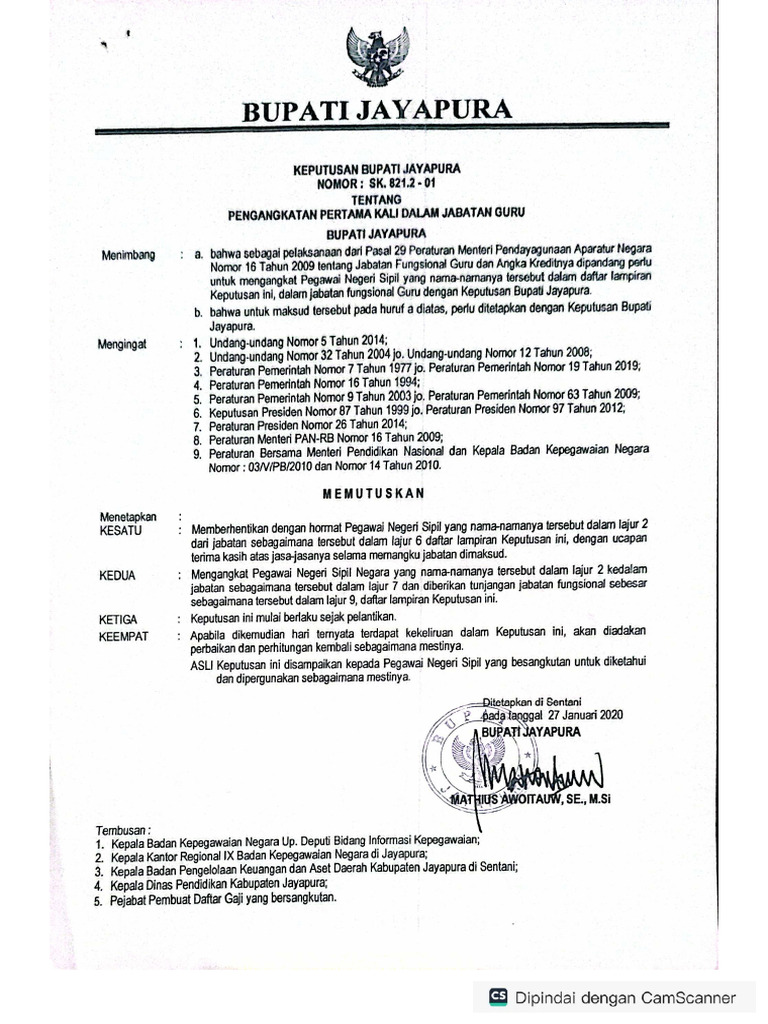 SK Jafung Guru Pertama 2020-1 | PDF