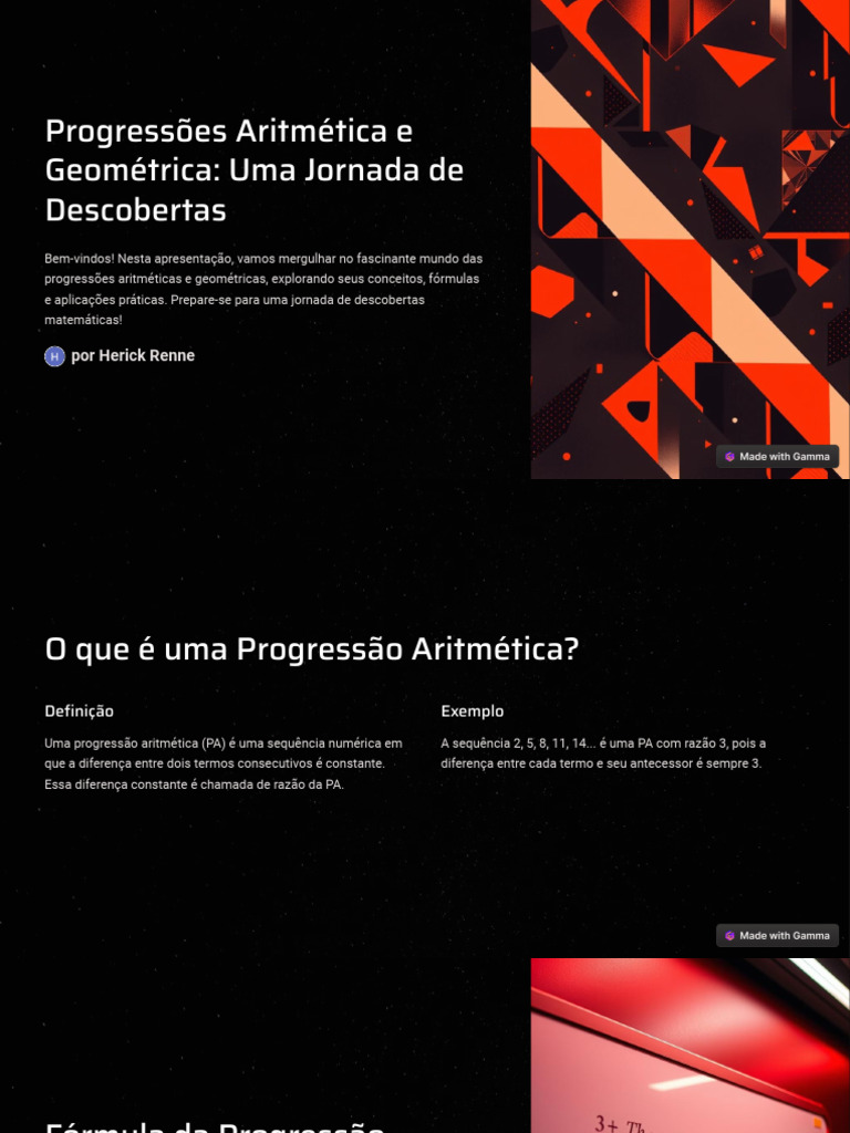 Progressoes Aritmetica e Geometrica Uma Jornada de Descobertas | PDF ...