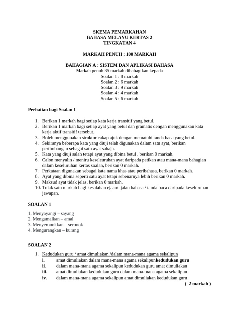 Skema Pemarkahan Bm2patt4 2024 | PDF