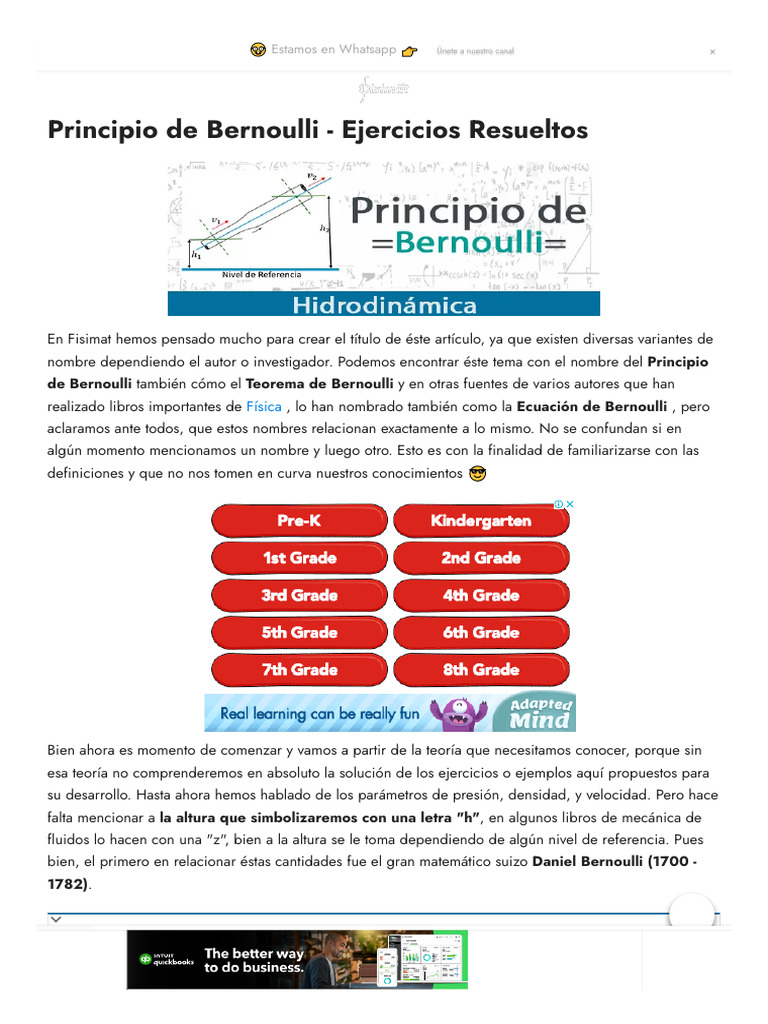 Principio de Bernoulli - Ejercicios Resueltos - Fisimat | PDF | Presión | Dinámica de fluidos