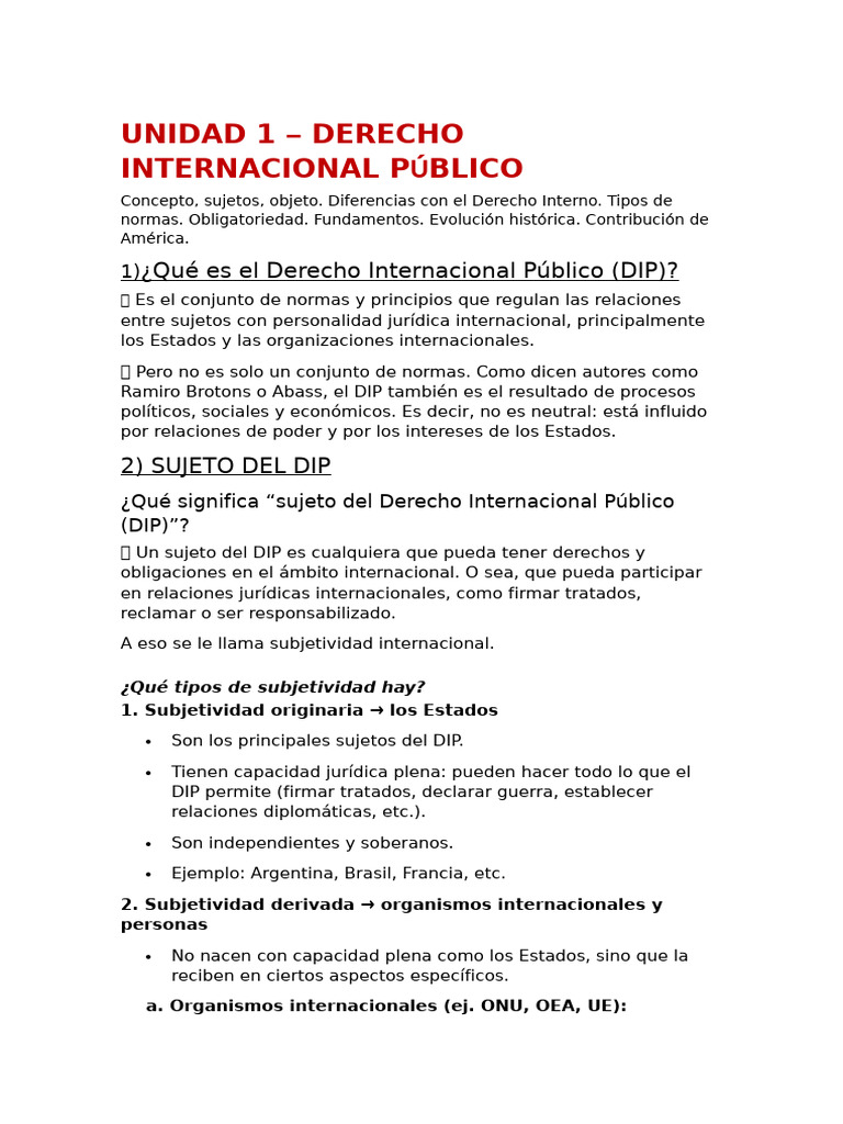 U1 Dip Resumen | PDF | Ley internacional | Estado (política)