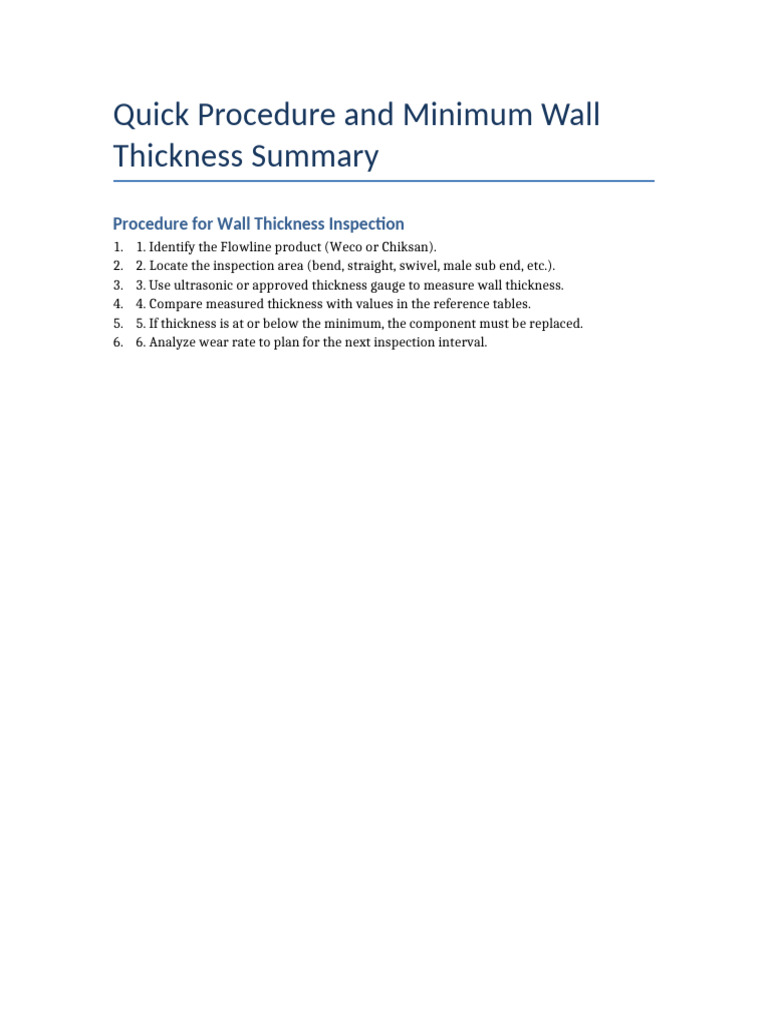 Quick Procedure Min Wall Thickness | PDF