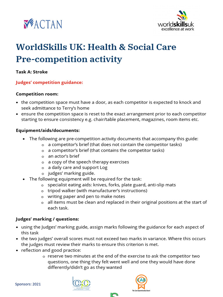 Health Social CarePre Competition Activity | PDF