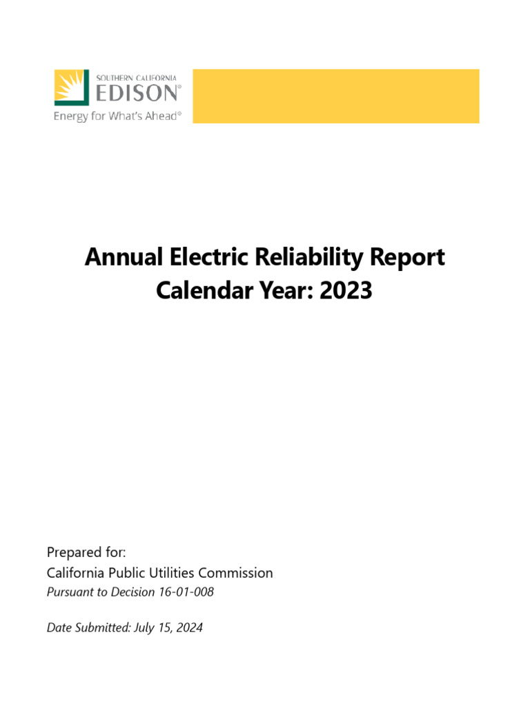 2023 Electric Reliability Report SCE | PDF | Reliability Engineering ...