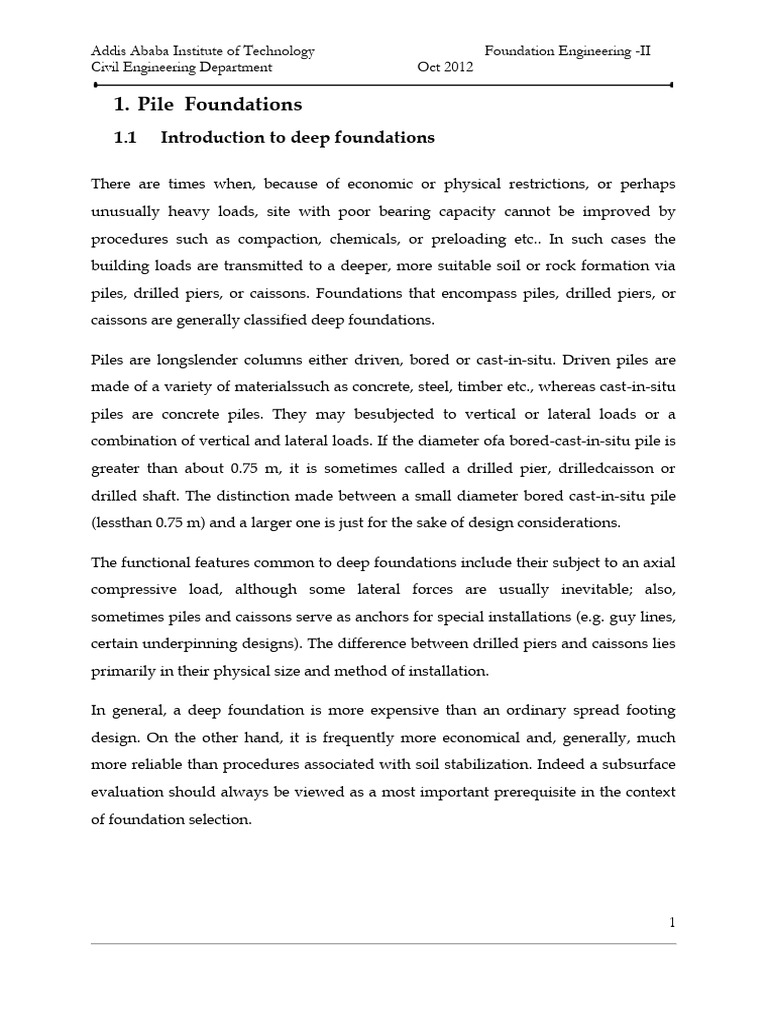 Lecture NoteChapter 1 Pile Foundation | PDF | Deep Foundation ...