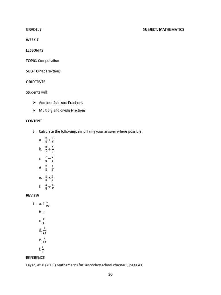 Grade 7 Mathematics Week 7 Lesson 2 | PDF