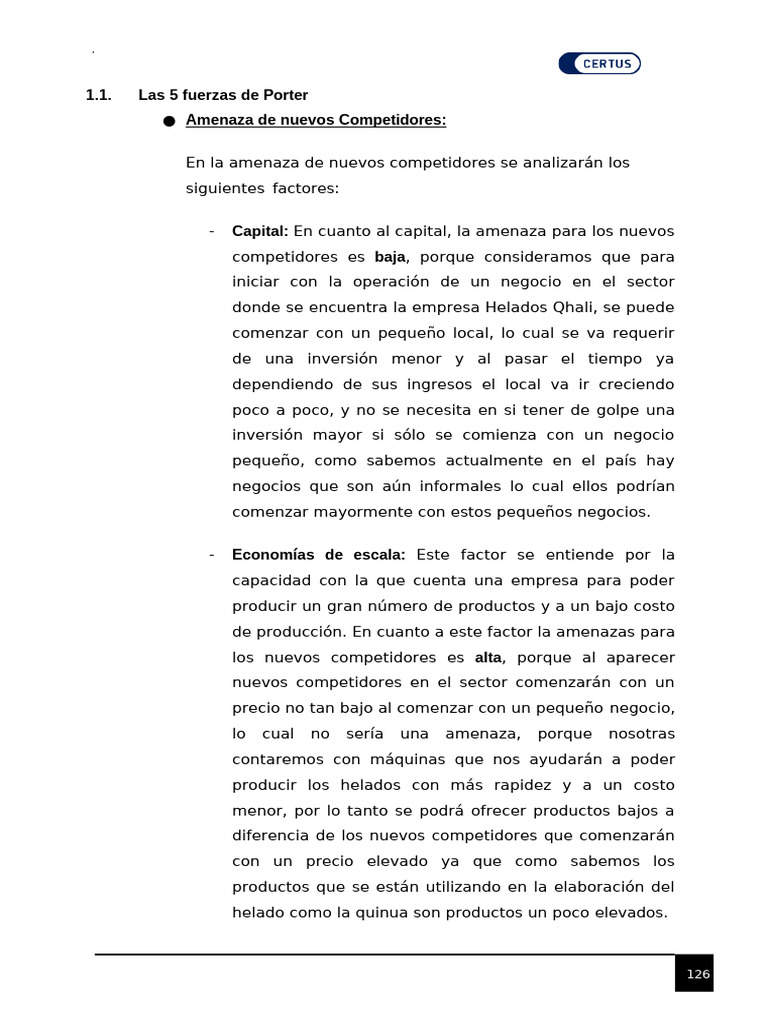 Análisis de las 5 Fuerzas de Porter en Helados Qhali | PDF | Mercado ...