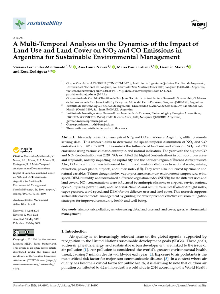 Land Use Impact on NO2 and CO Emissions | PDF | Air Pollution ...